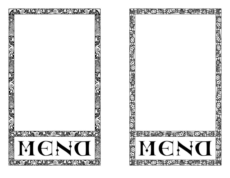 Printable Menu Borders With Mushrooms Snails and Sea Shells - Etsy
