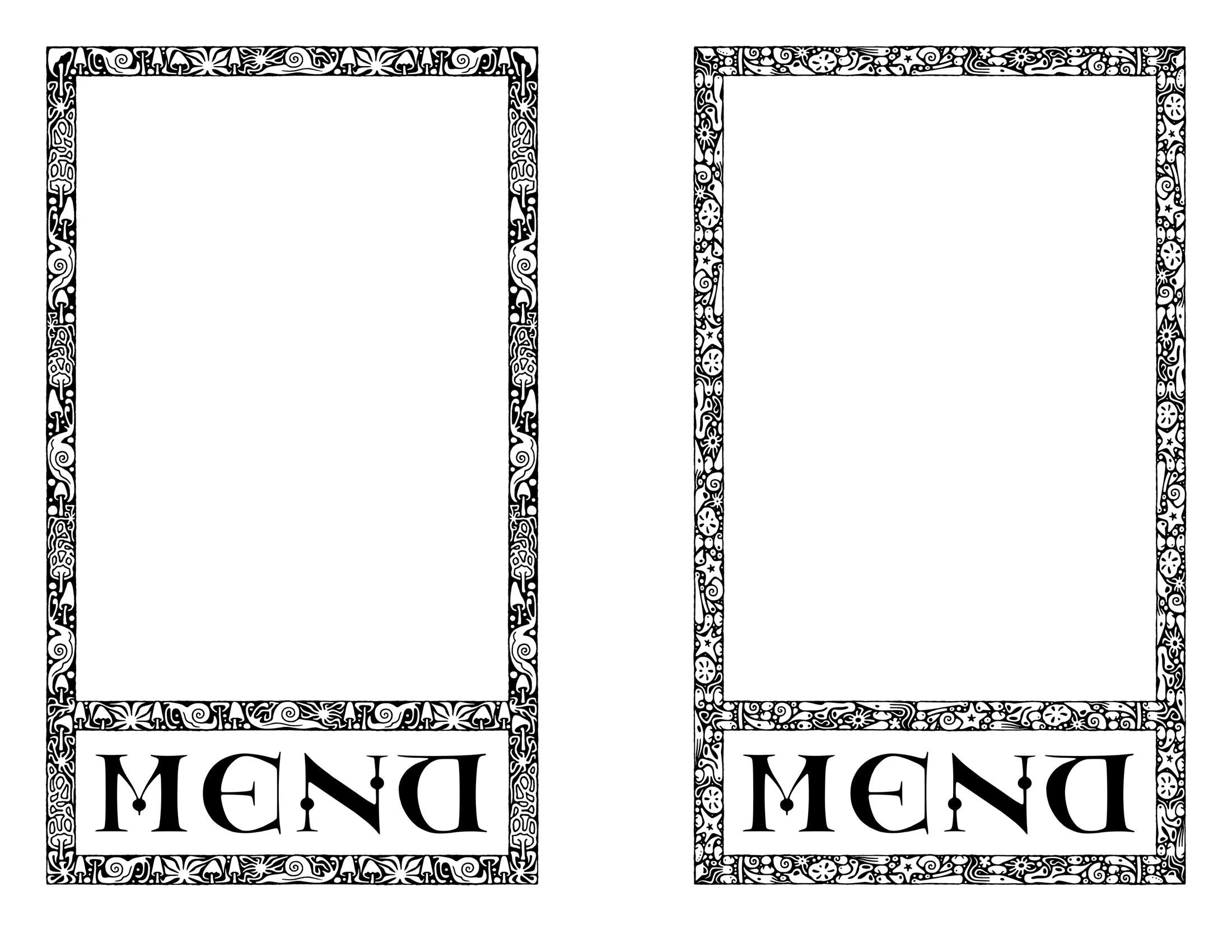 Printable Menu Borders With Mushrooms, Snails, and Sea Shells - Etsy