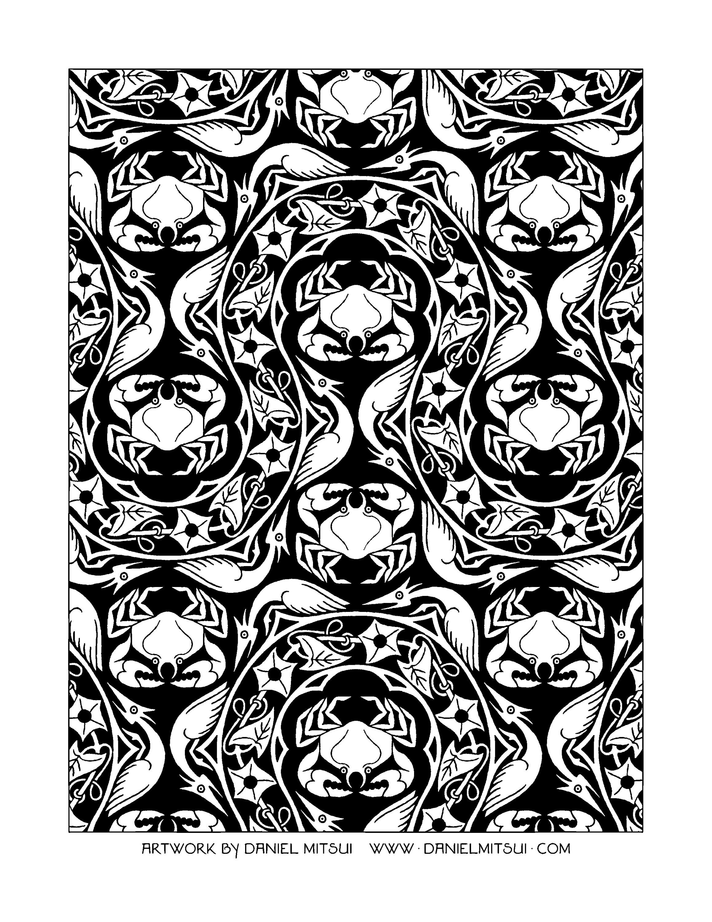 10 Printable Coloring Pages: Damask Patterns #5 - Etsy