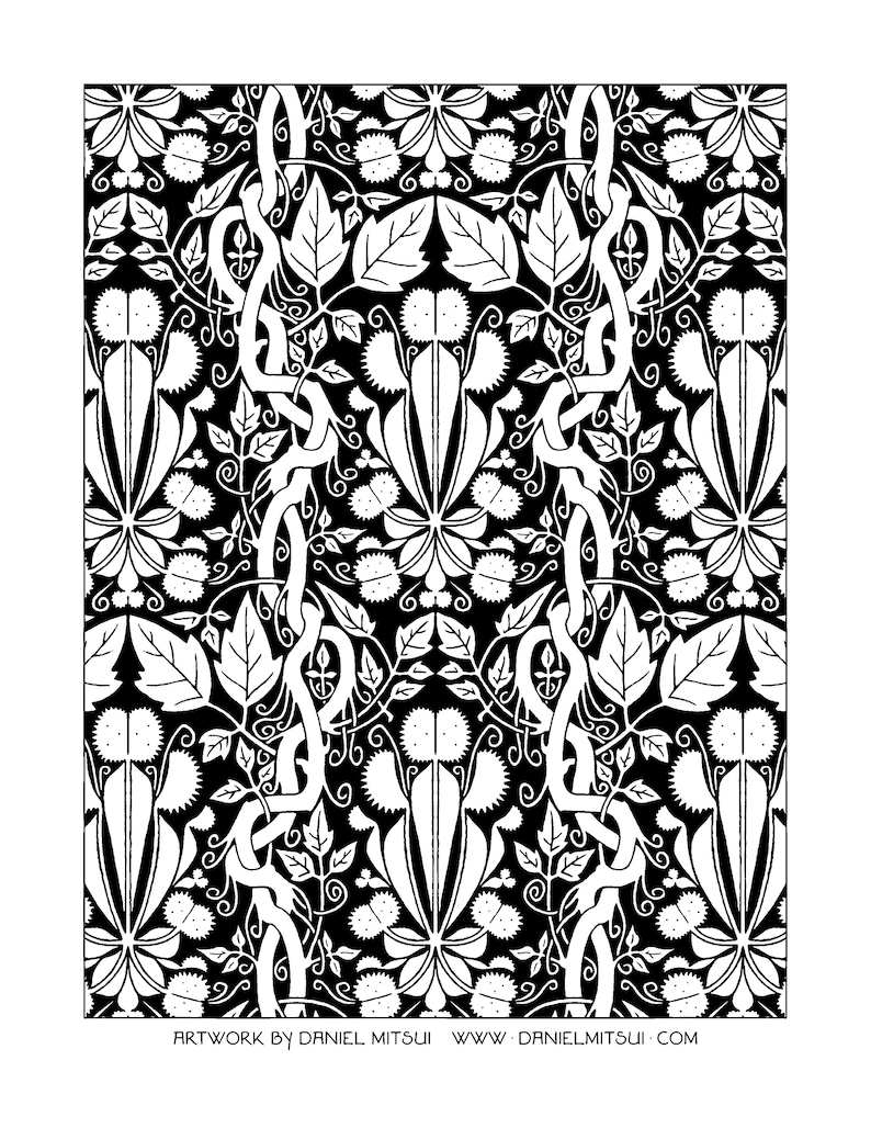 10 Printable Coloring Pages: Damask Patterns #1 - Etsy