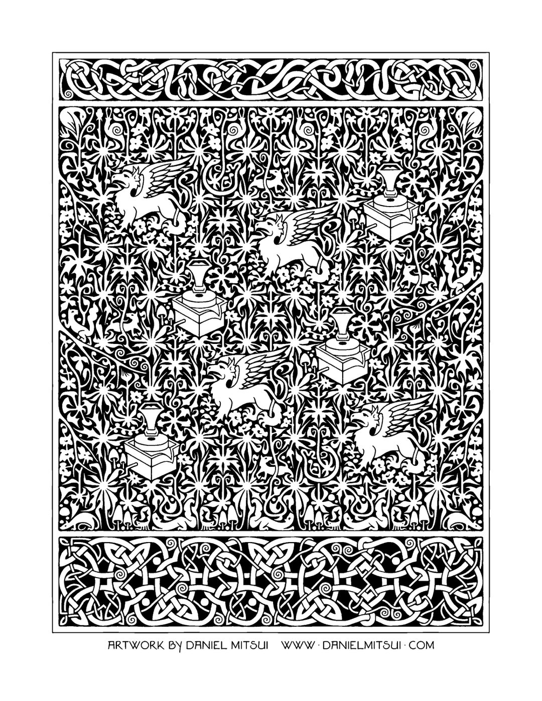 10 Printable Coloring Pages: Millefleur Patterns #1 - Etsy