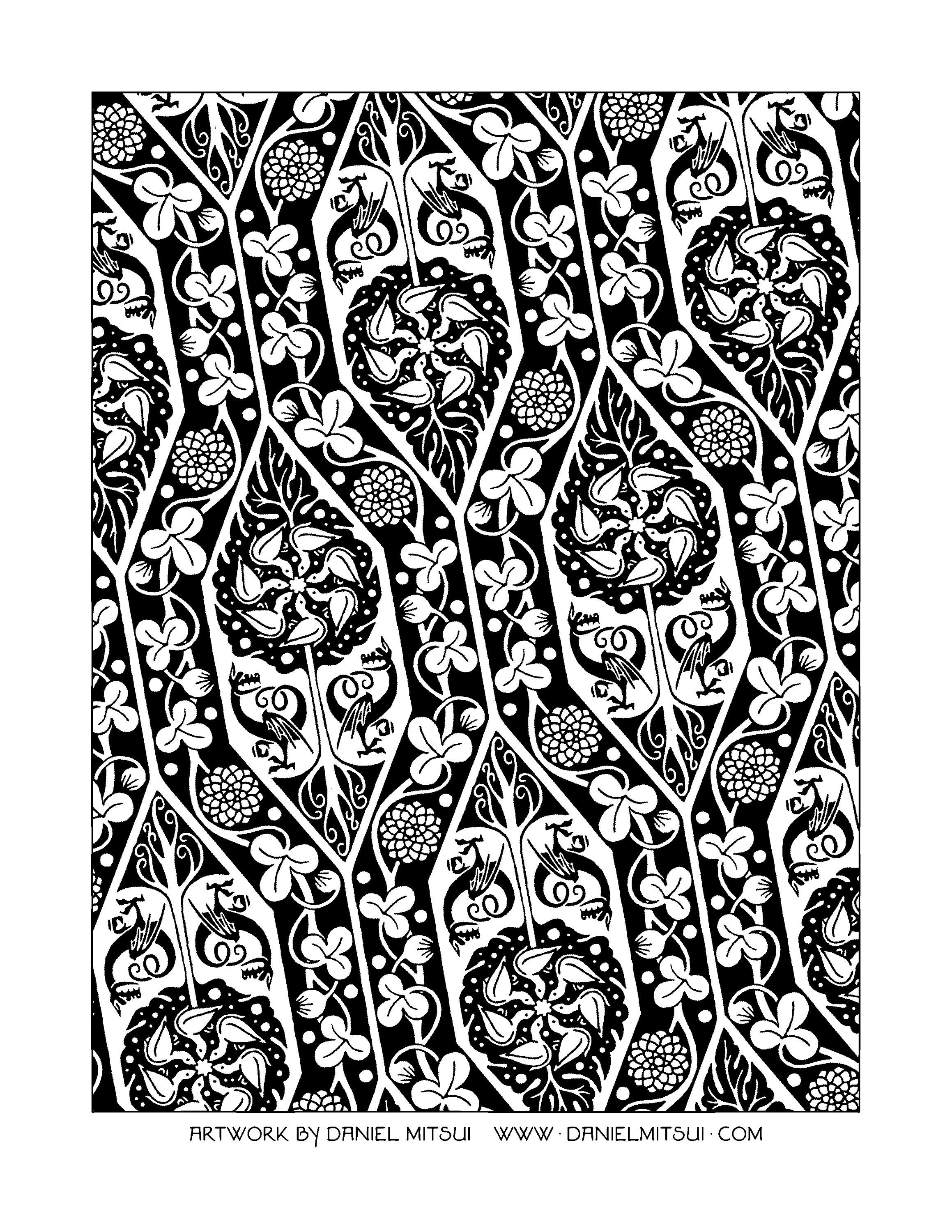 10 Printable Coloring Pages: Damask Patterns #2 - Etsy