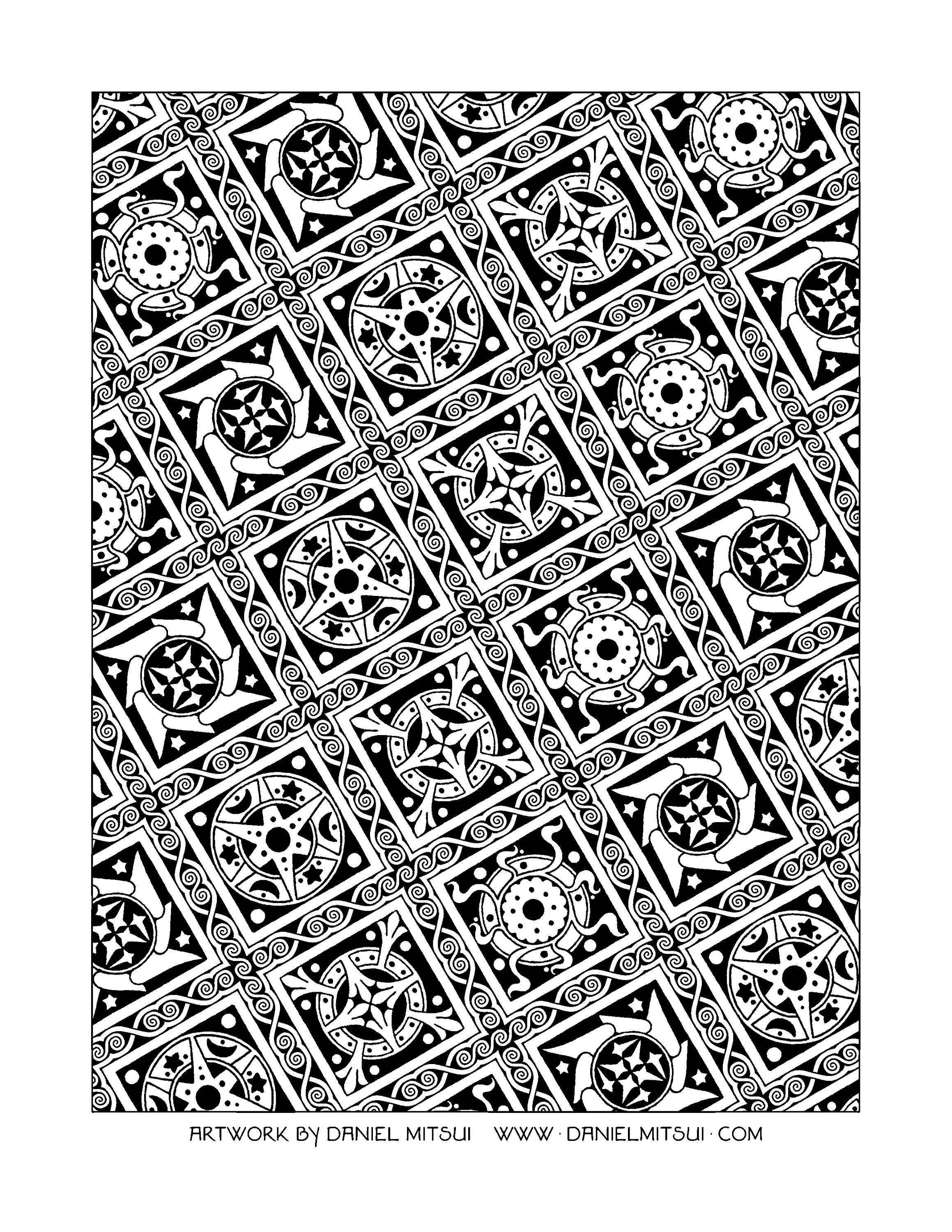 10 Printable Coloring Pages: Damask Patterns #2 - Etsy