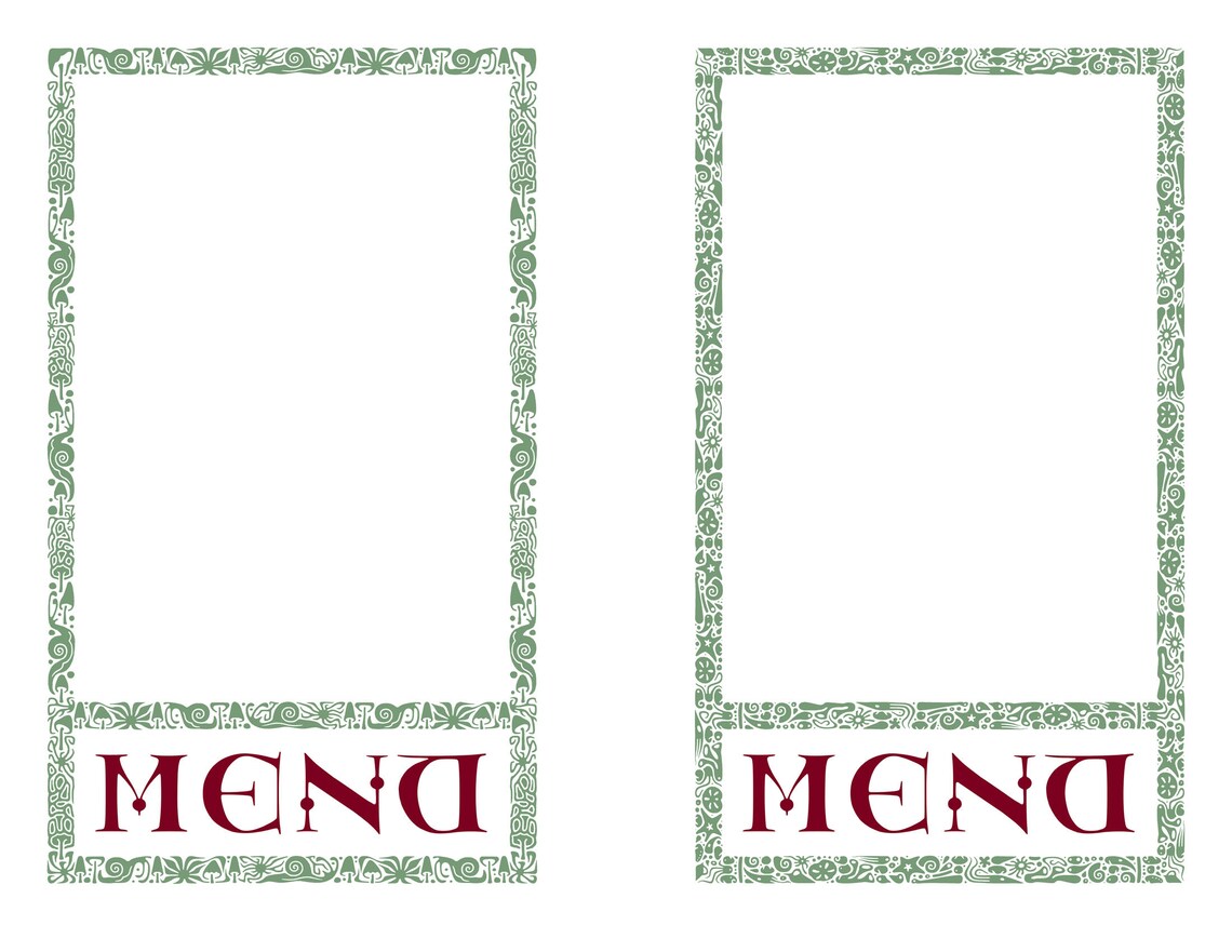 Printable Menu Borders With Mushrooms, Snails, and Sea Shells - Etsy