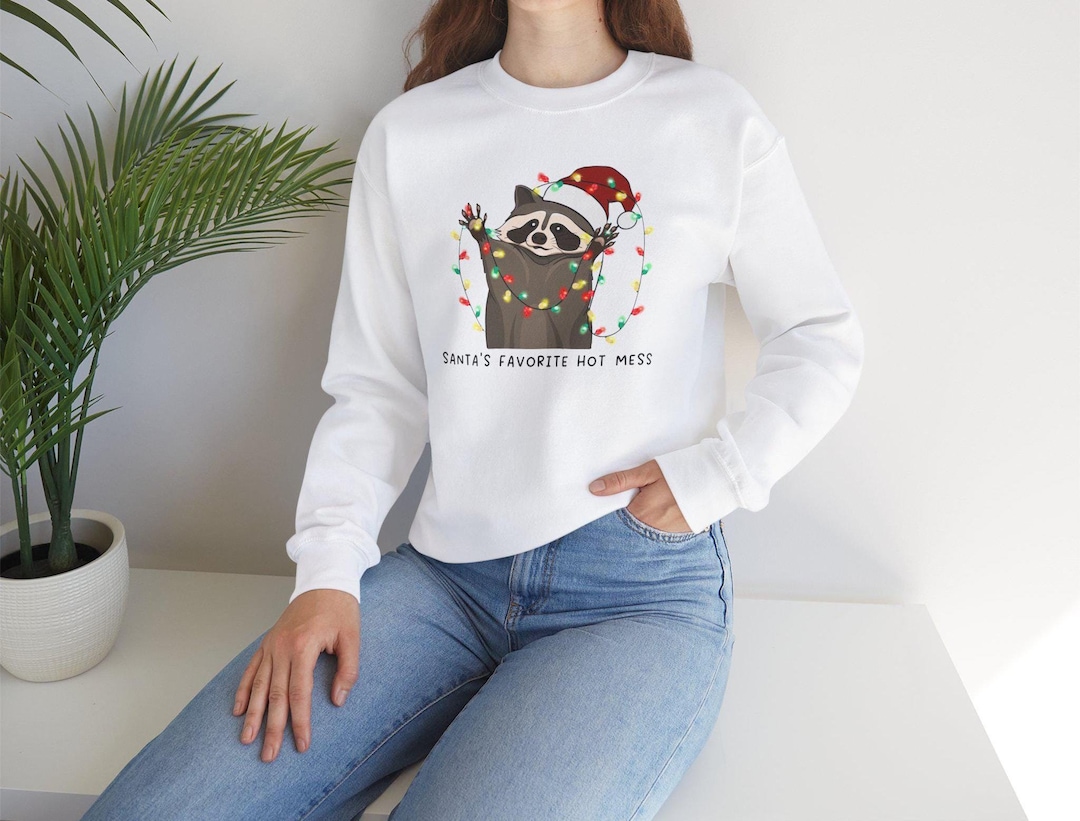 Santa's Favorite Hot Mess Racoon Christmas Unisex Heavy Blend™ Gildan ...