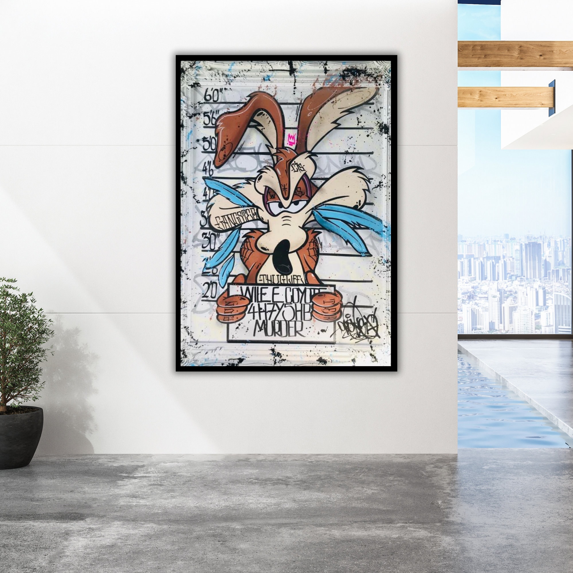 Wile E. Coyote Art Canvas Graffiti Wall Decor, Home Artwork ...