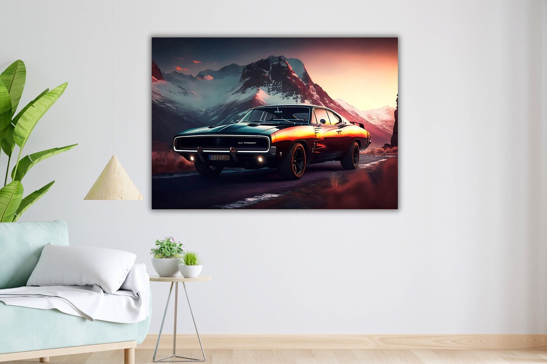 Dodge Charger Vintage Art Canvas Print, Ready to Hang, Framed Canvas ...