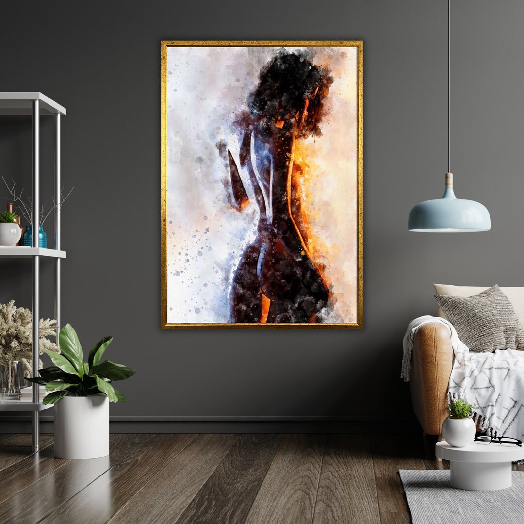 Watercolor Nude Woman Art Canvas, Abstract Figure Painting, Wall Decor ...