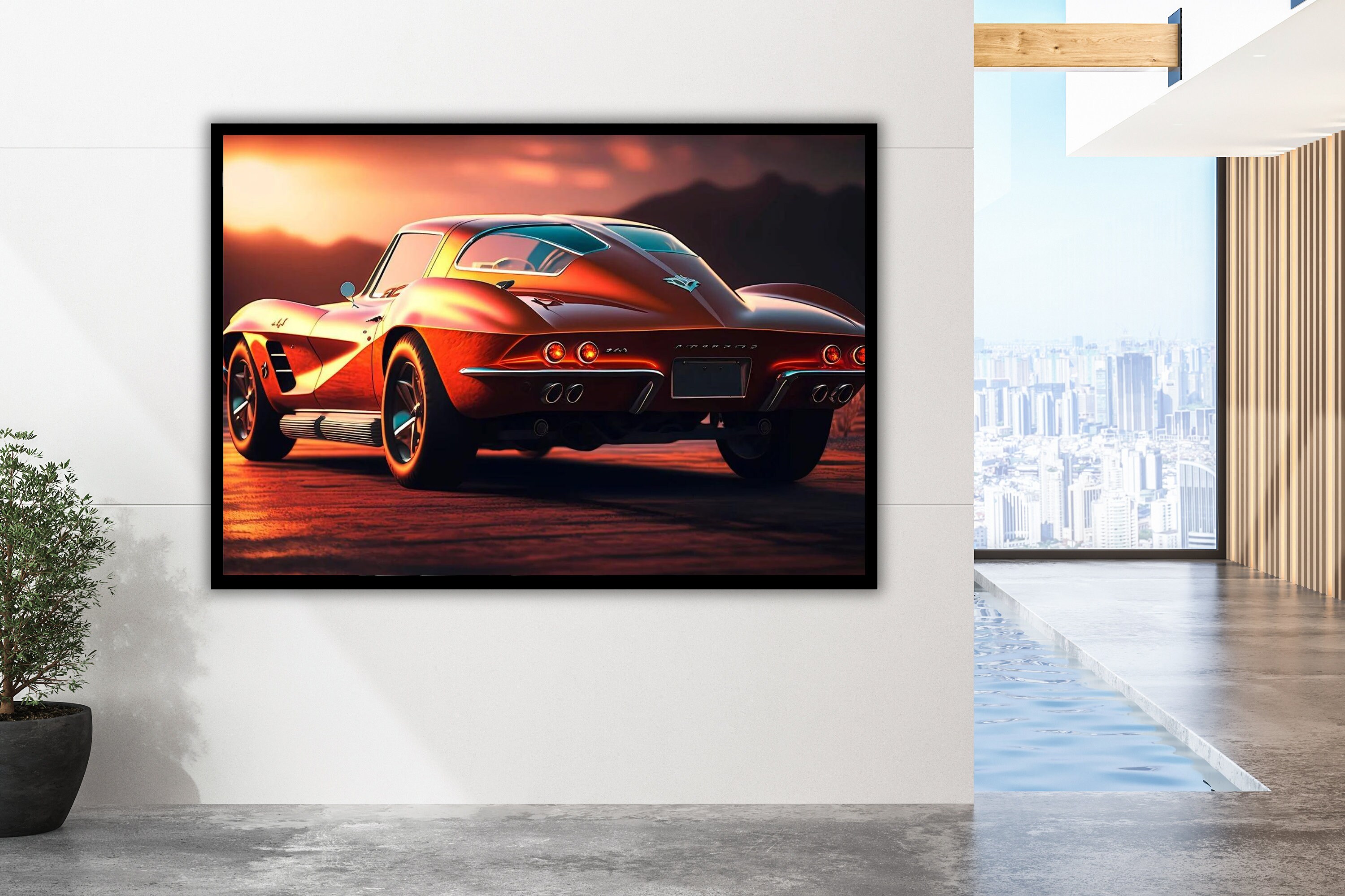 Chevrolet Corvette Art Canvas Print, Ready to Hang, Framed Wall Decor ...