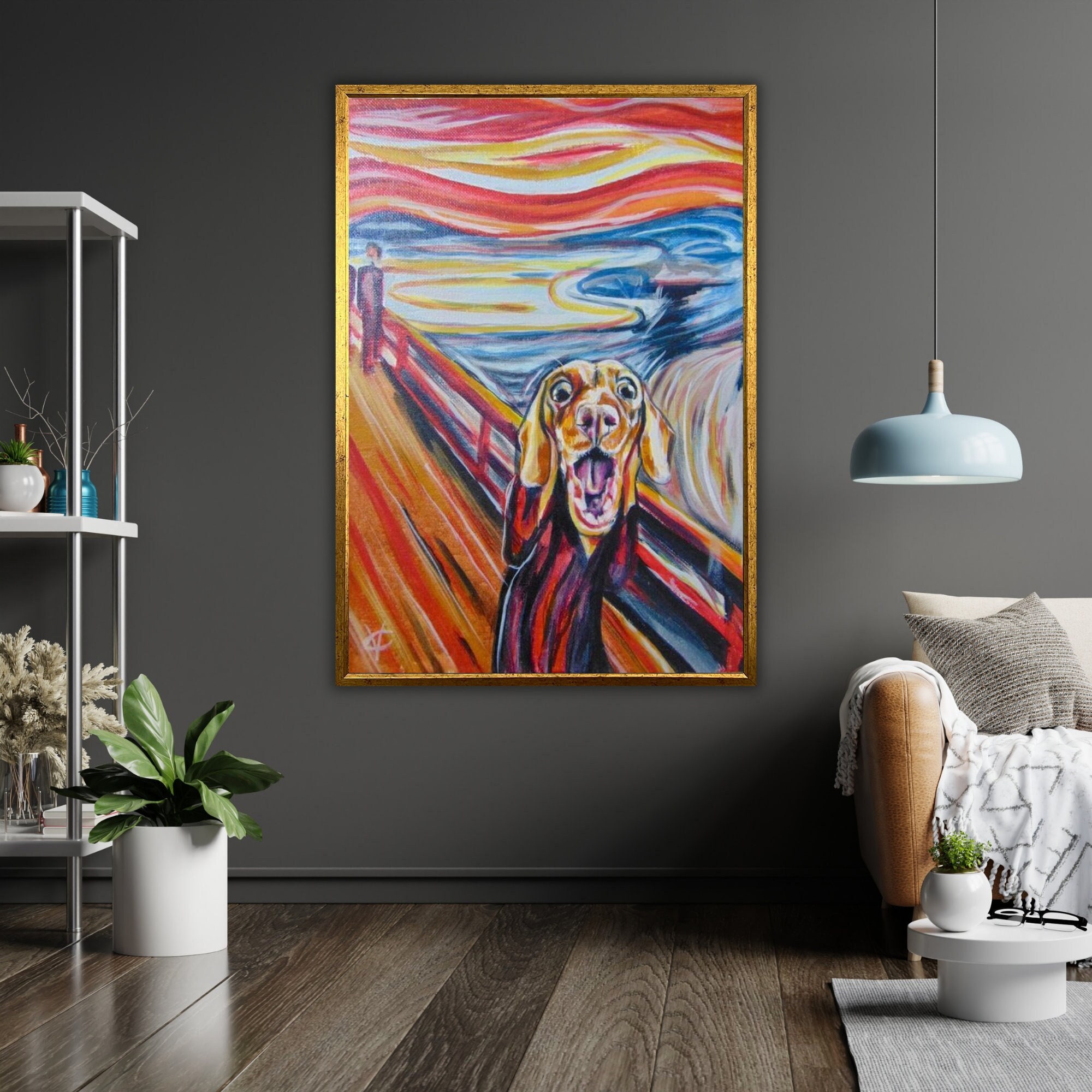 Van Gogh Dog Scream Art Canvas, Home Decor Wall Art, Dog Lover Gift ...
