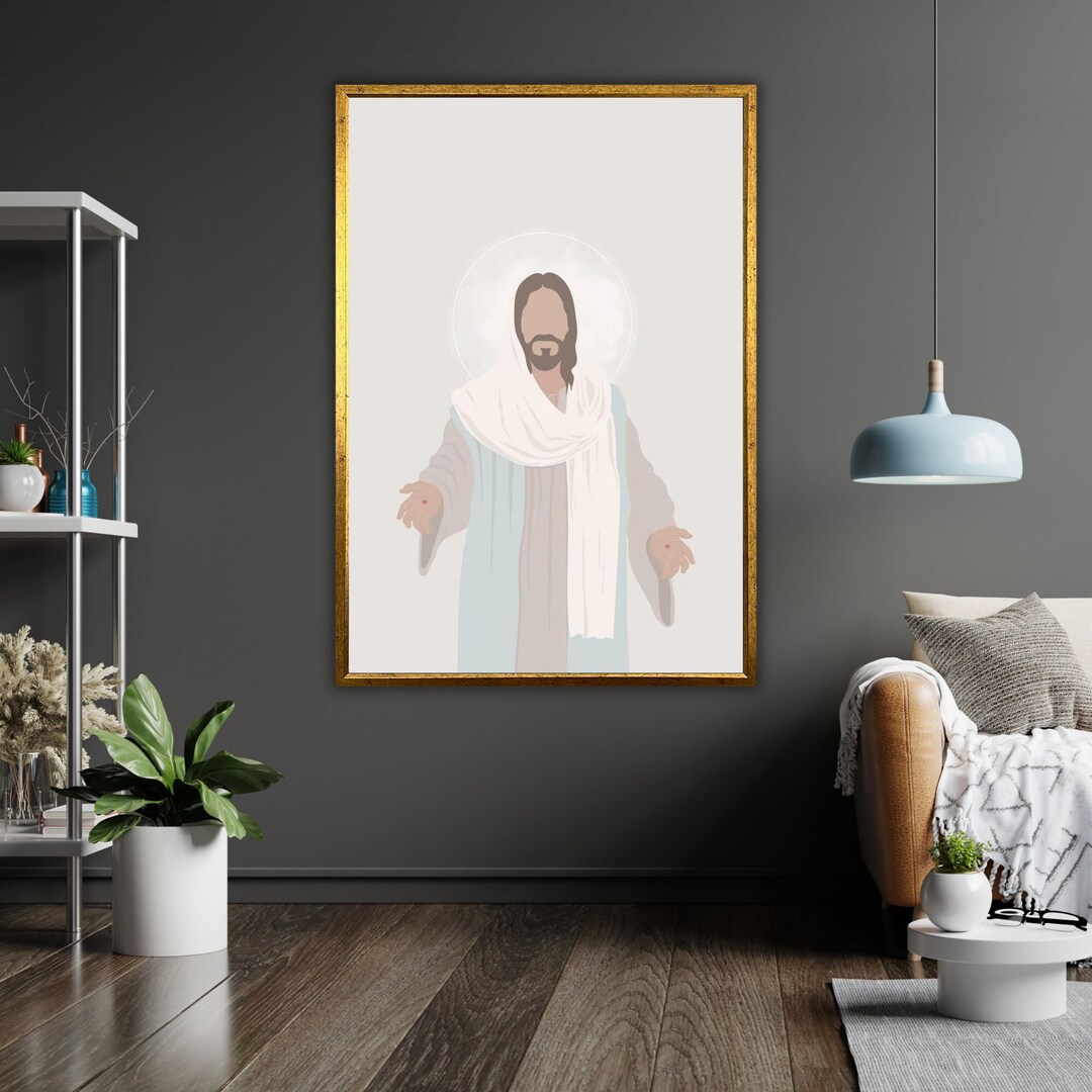 Jesus Wall Art Canvas Print, Religious Decor, Ready to Hang, Framed ...
