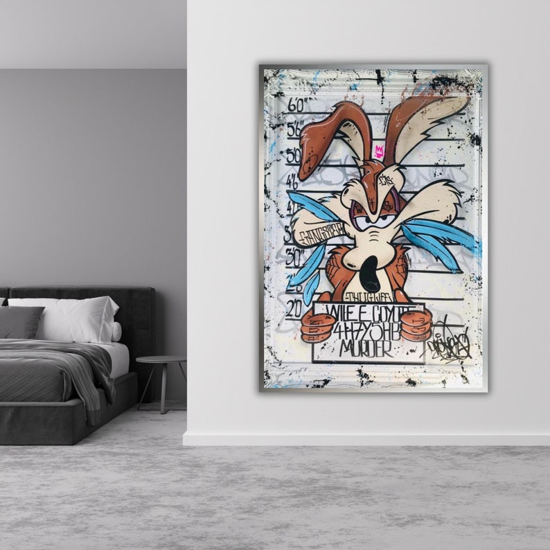 Wile E. Coyote Art Canvas Graffiti Wall Decor, Home Artwork ...