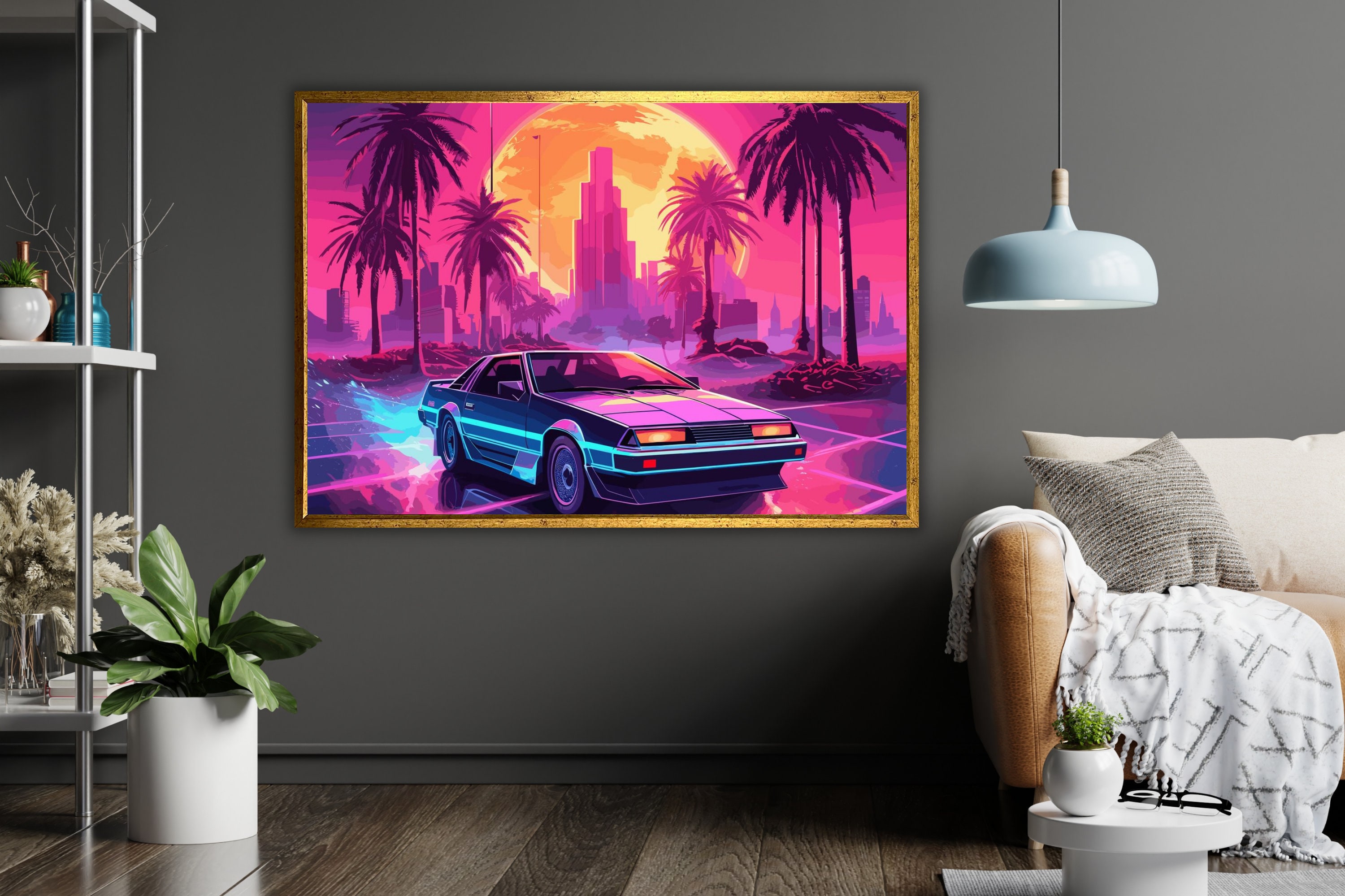 Classic Car Retro Art Canvas Print, Framed Wall Decor, Ready to Hang ...