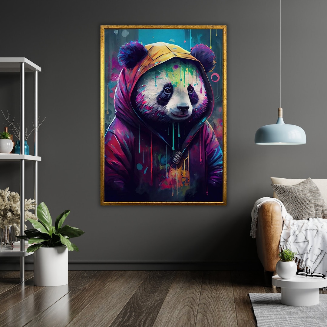 Graffiti Panda Art Canvas, Street Style Wall Decor, Urban Panda ...