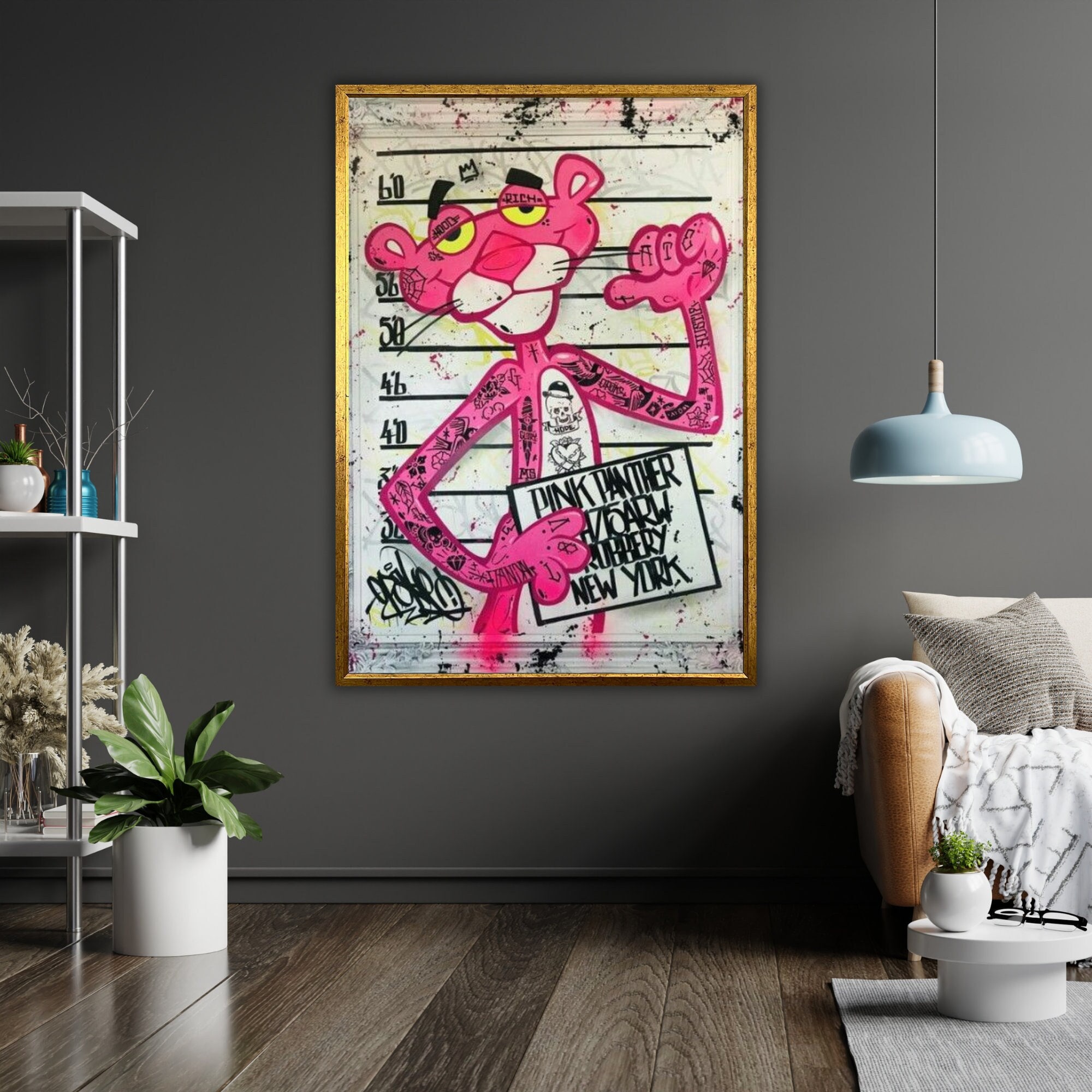 The Pink Panther Art Canvas Graffiti Wall Decor, Home Artwork ...