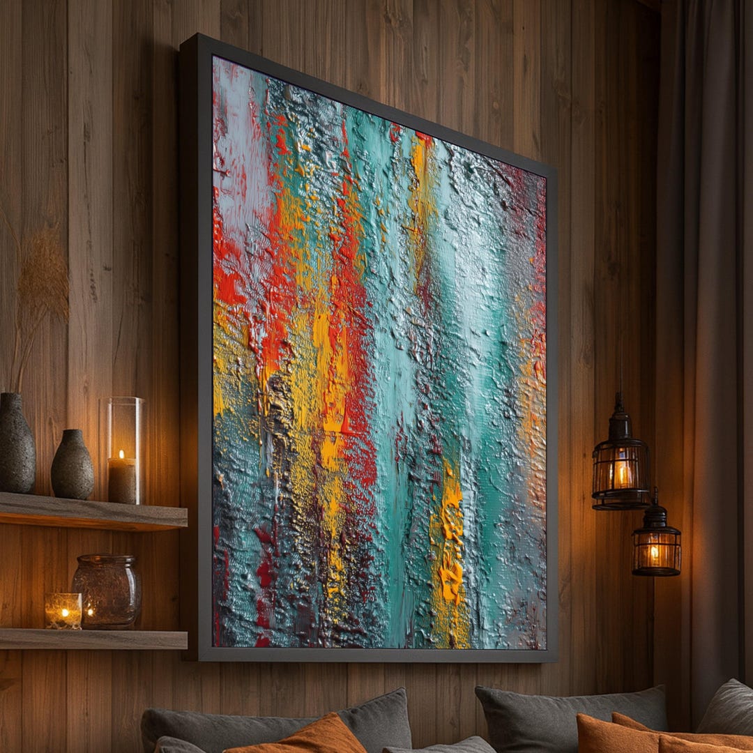 Vibrant Abstract Texture Canvas, Modern Wall Art, Colorful Thick Paint ...