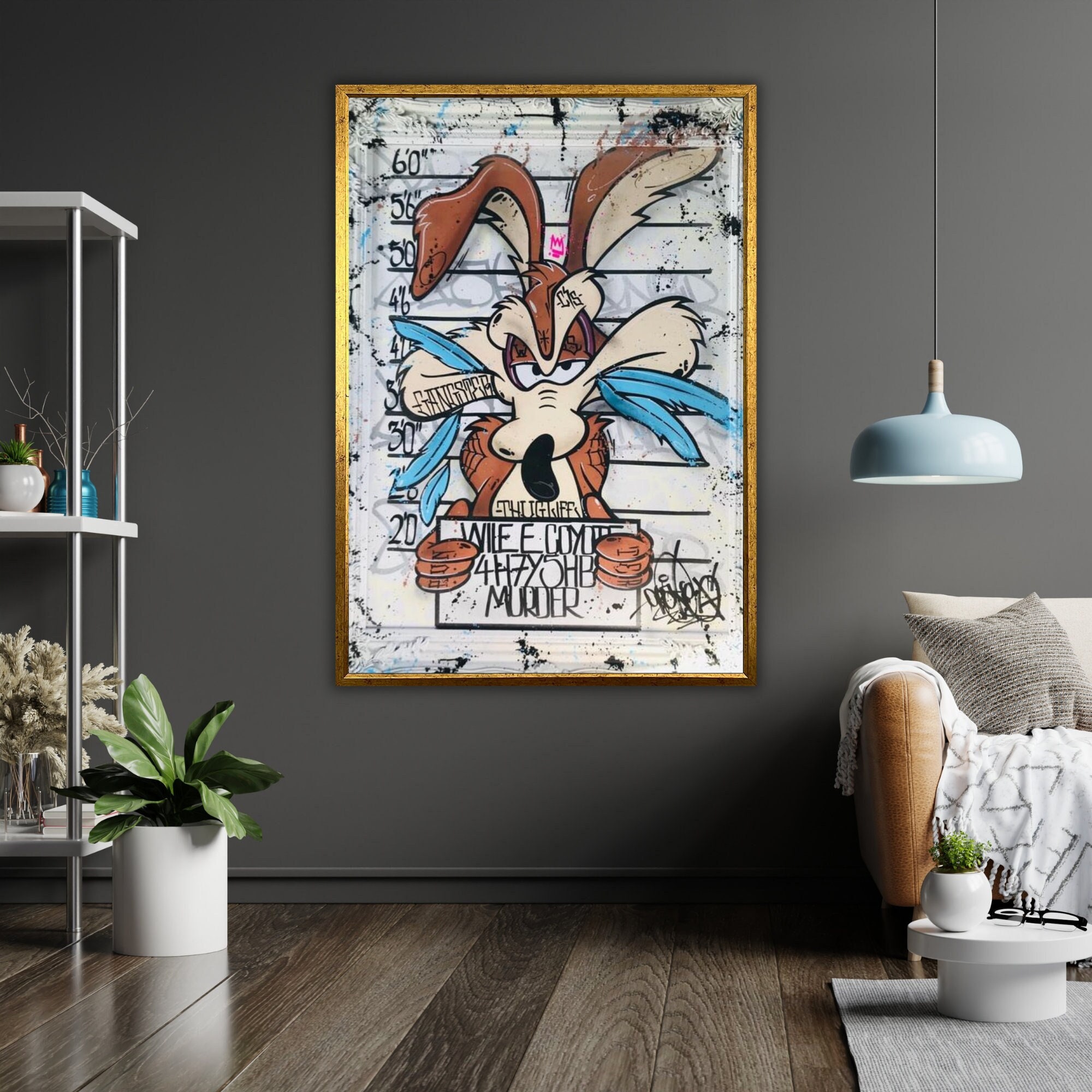Wile E. Coyote Art Canvas Graffiti Wall Decor, Home Artwork ...