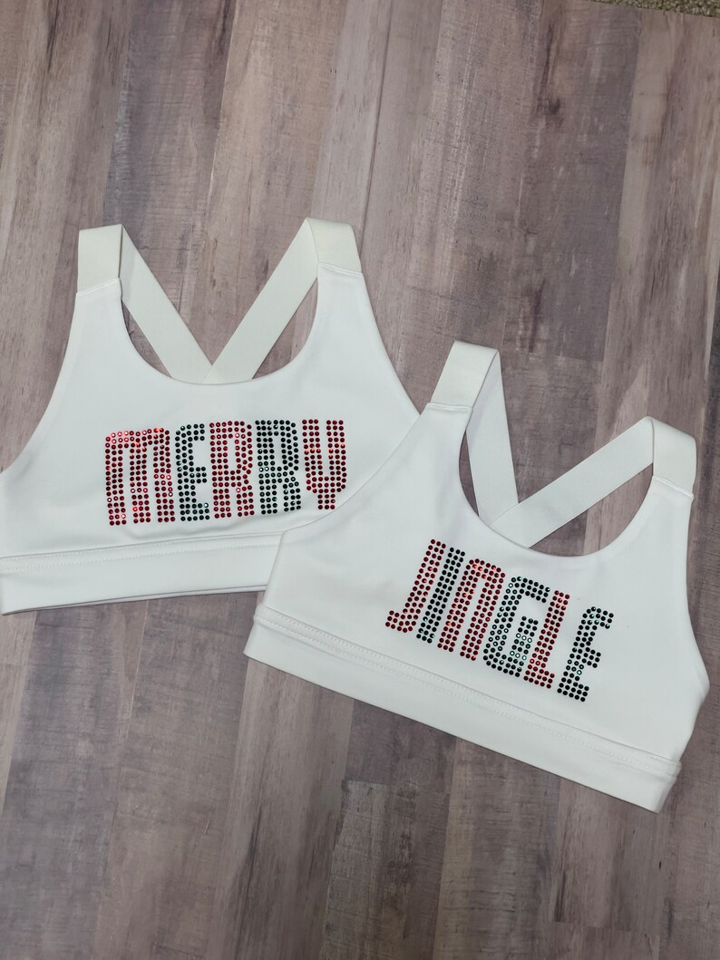 Rhinestoned Christmas Sports Bra - Etsy