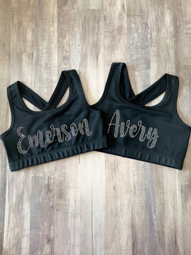 Personalized Rhinestone Sports Bra With Name or Word of Your Choosing ...