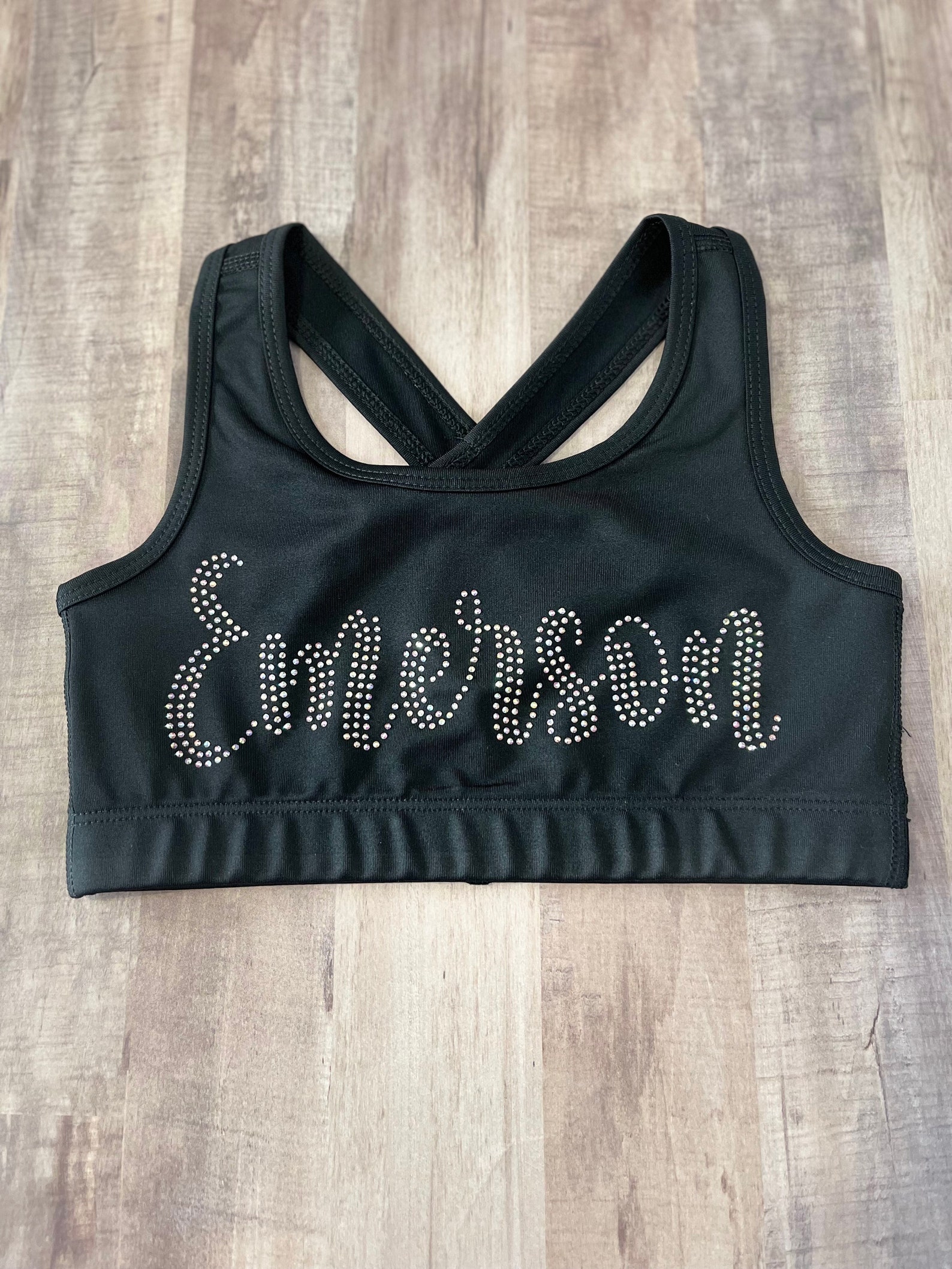 Personalized Rhinestone Sports Bra With Name or Word of Your Choosing ...