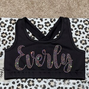 Personalized Rhinestone Sports Bra With Name or Word of Your Choosing ...