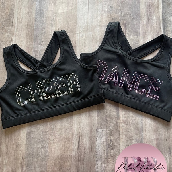 Rhinestone Cheer Sports Bra for Girls - Etsy