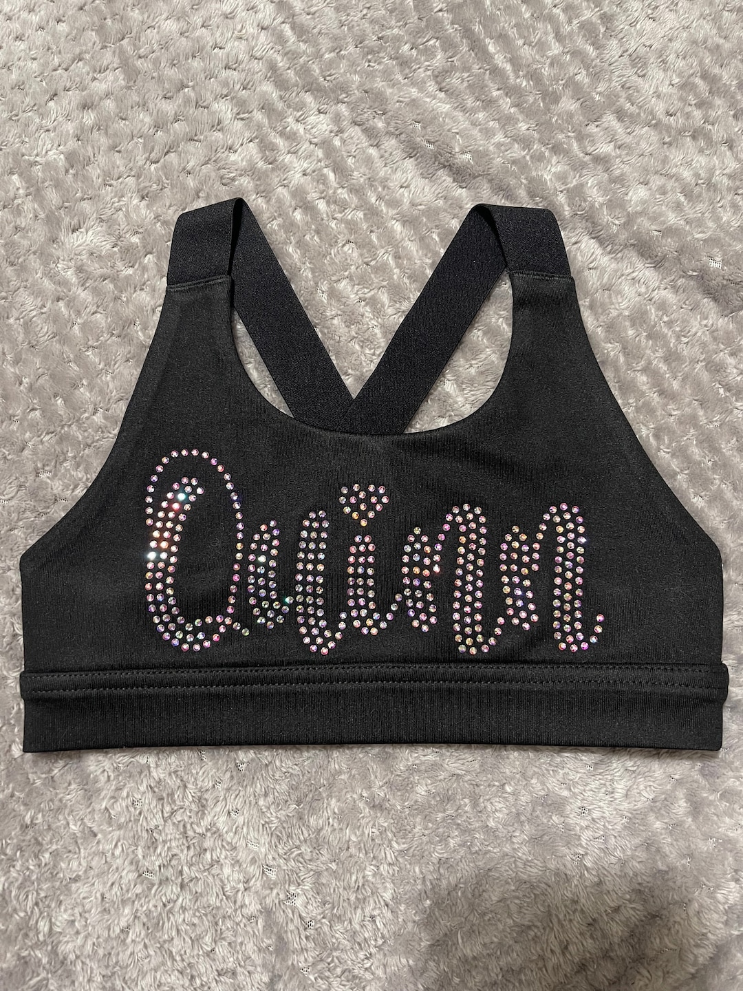 Personalized Rhinestone Sports Bra With Name or Word of Your Choosing ...