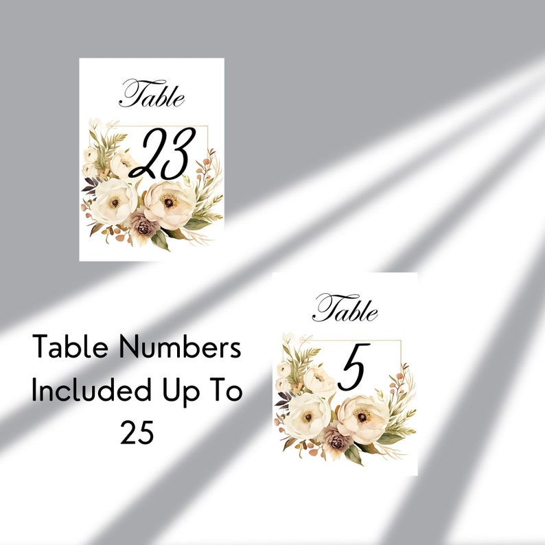 Wedding Table Numbers, Printable Floral Table Numbers, Editable Table ...