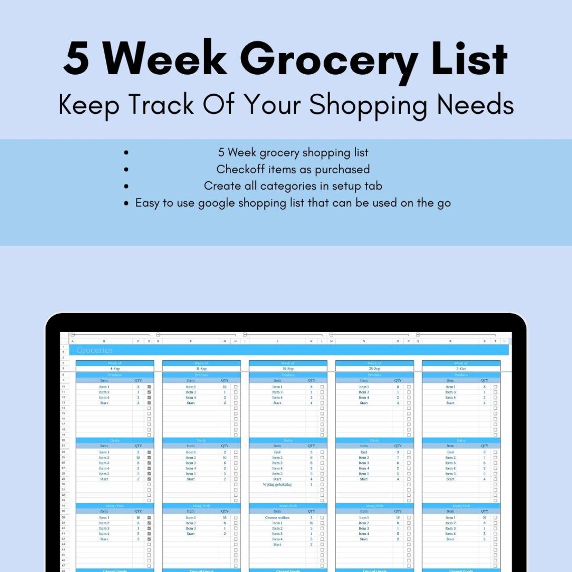5-week Meal Planner Printable | Printable Weekly Meal Planning Sheet ...
