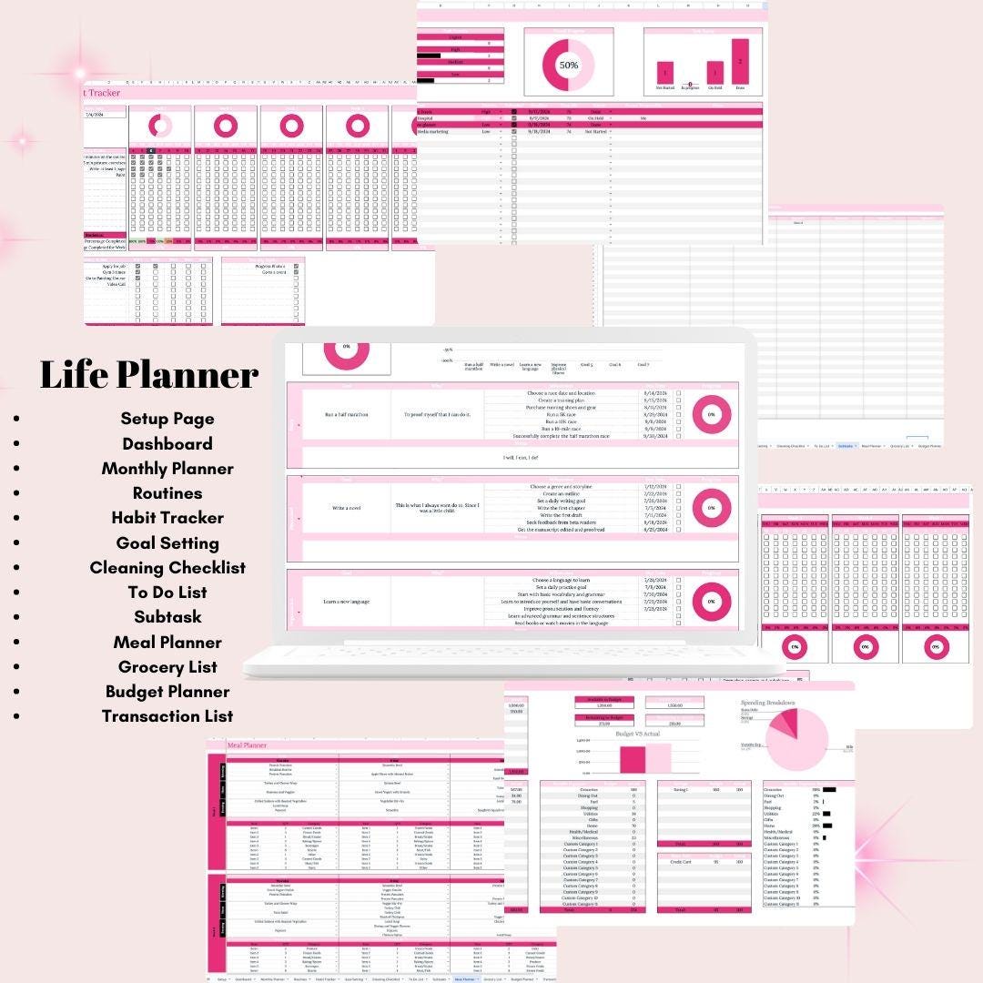 Life Planner Digital Template Google Sheets, Digital Life Planner, Easy ...