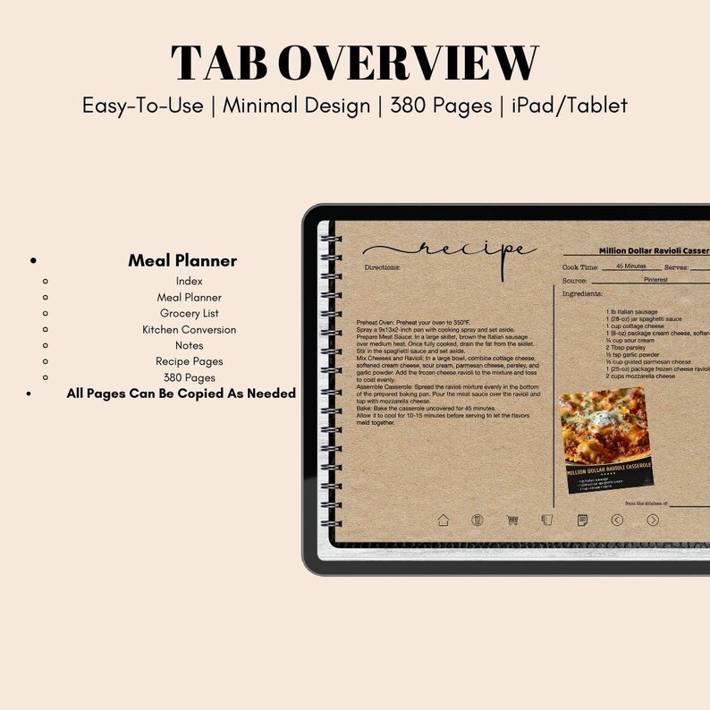 Digital Recipe Book and Meal Planner | iPad Goodnotes Meal Planner ...
