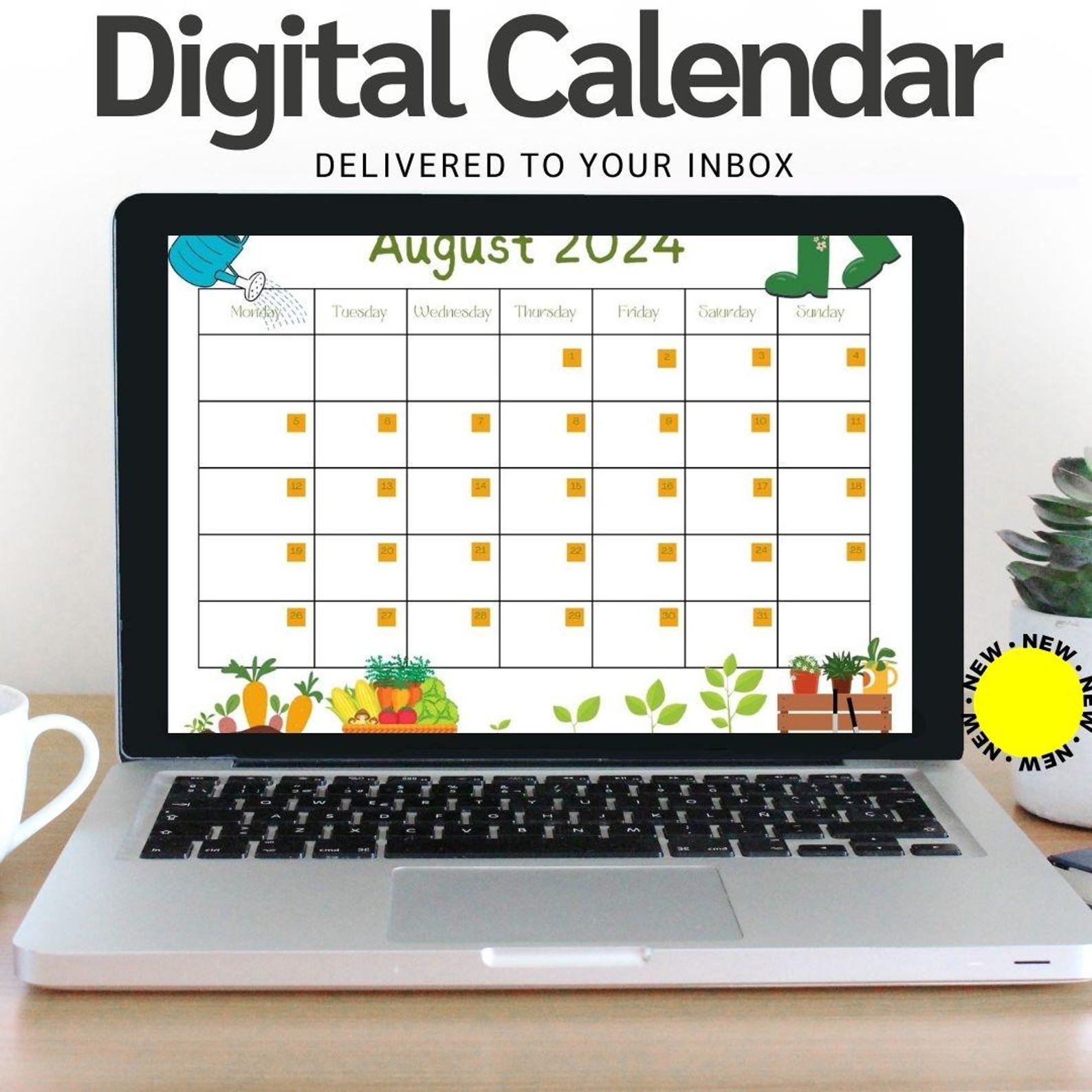 August 2024 Calendar Printable Garden Planner Calendar Cute Garden ...