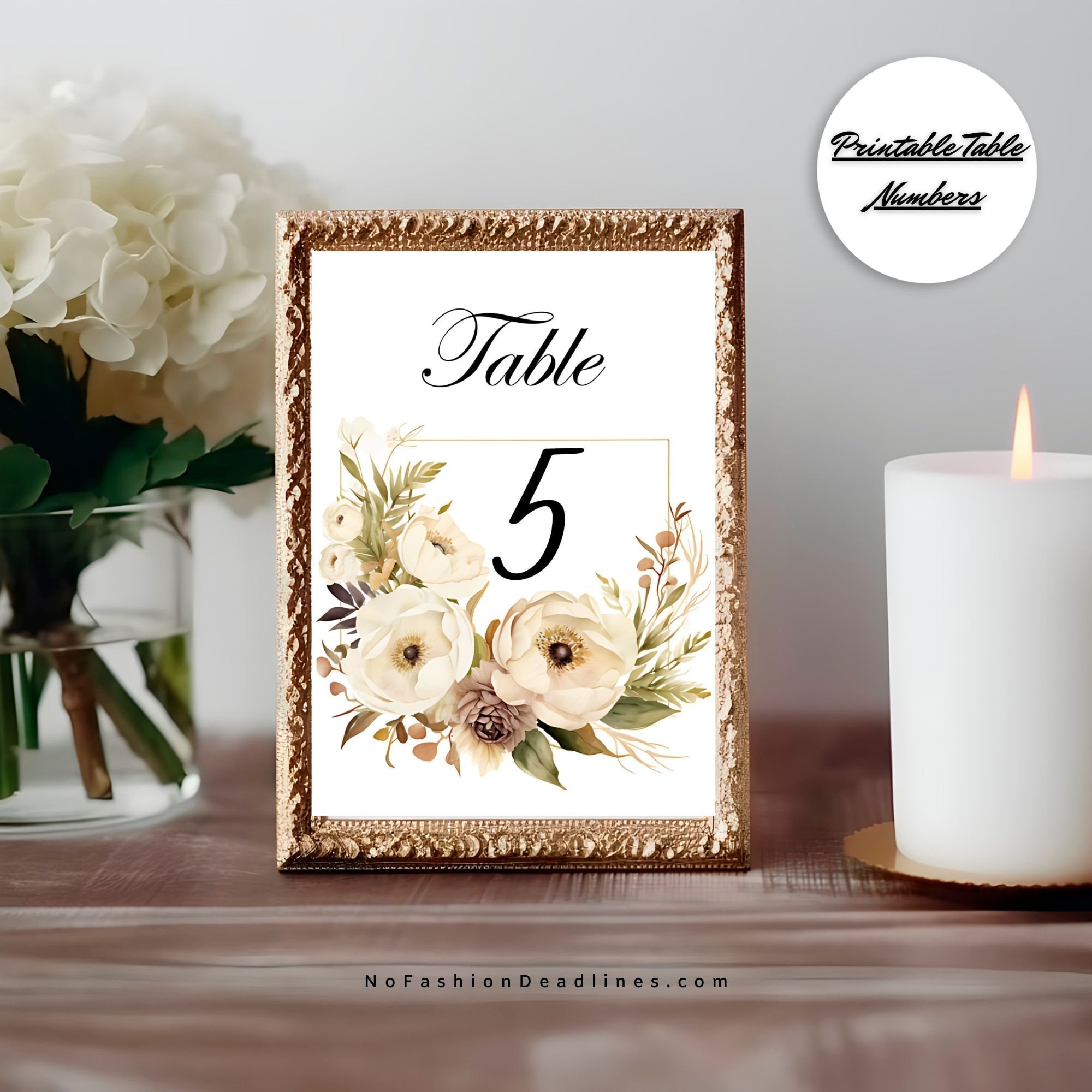 Wedding Table Numbers, Printable Floral Table Numbers, Editable Table ...