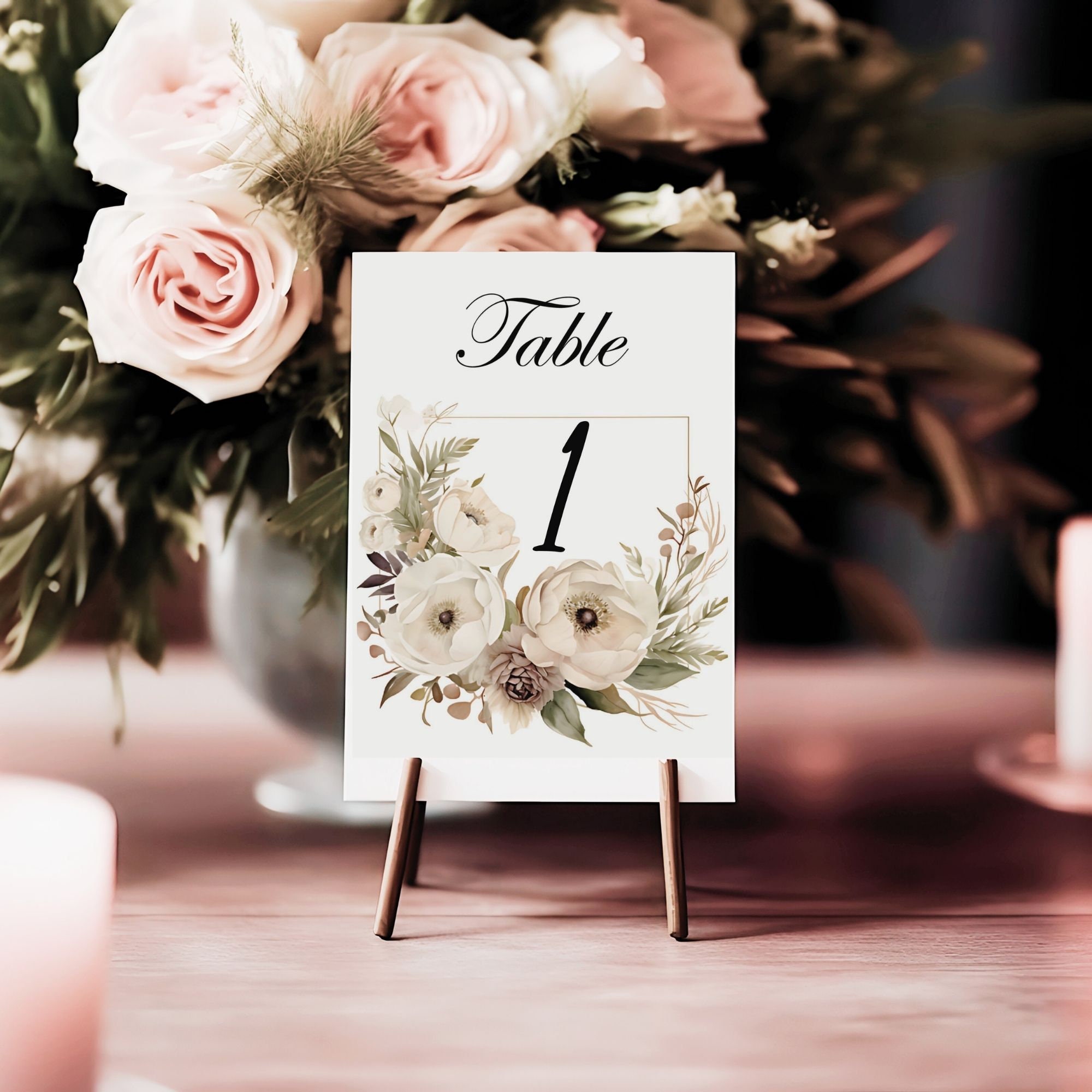Wedding Table Numbers, Printable Floral Table Numbers, Editable Table ...