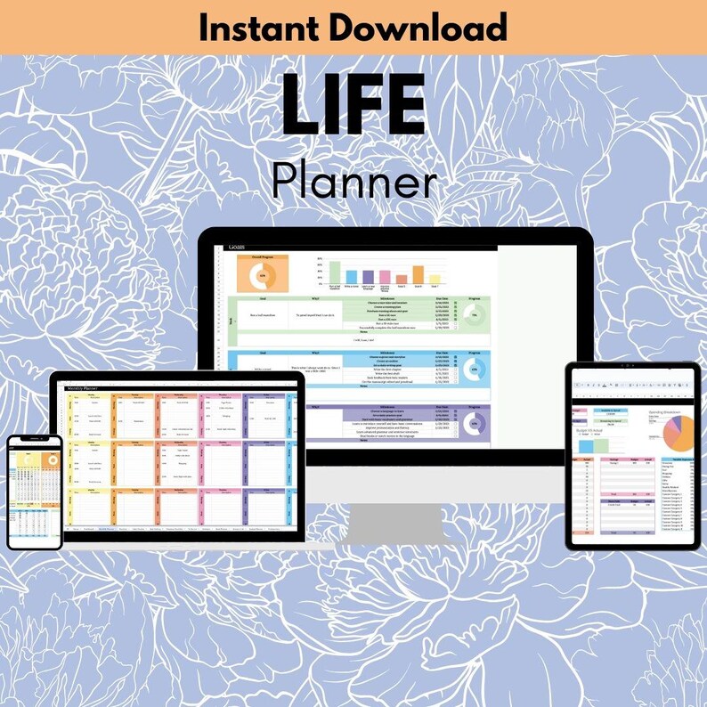 Life Planner Digital Template Google Sheets, Digital Life Planner ...