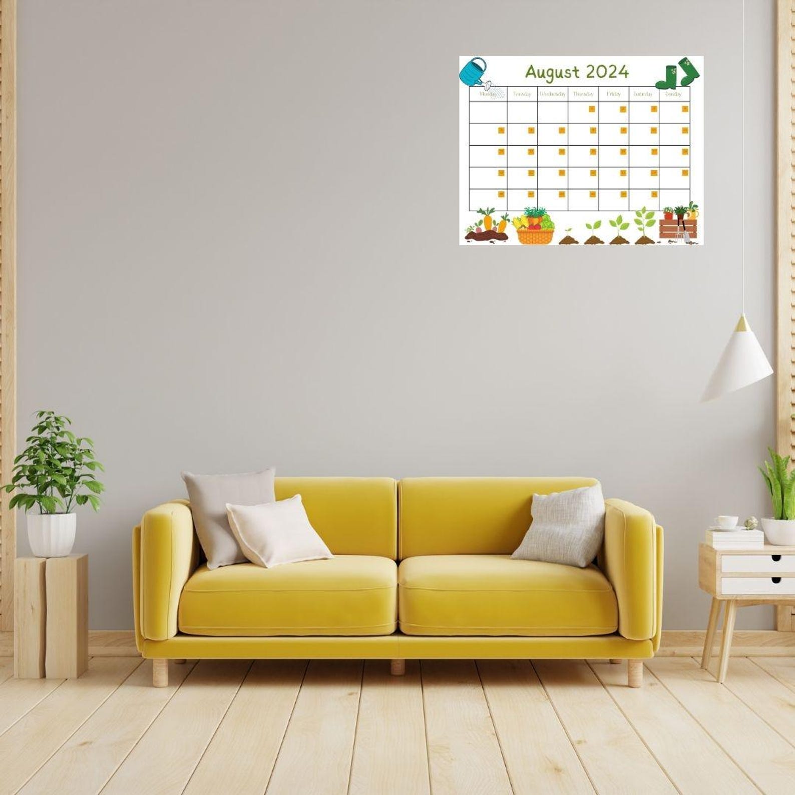 August 2024 Calendar Printable Garden Planner Calendar Cute Garden ...