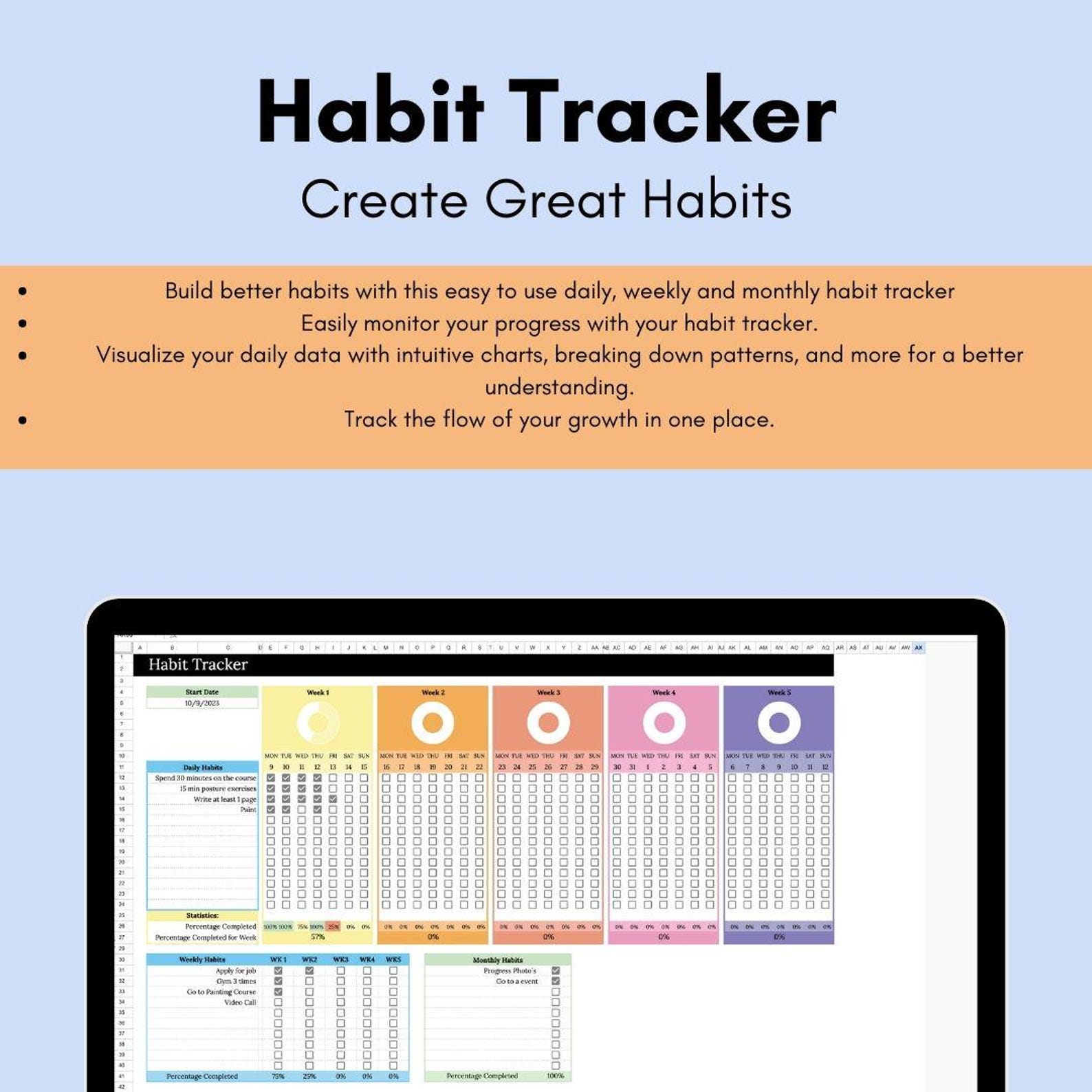 Life Planner Digital Template Google Sheets, Digital Life Planner ...