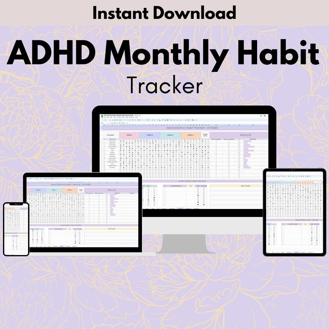 ADHD Monthly Habit Tracker,habit Tracker Spreadsheet for Google Sheets ...