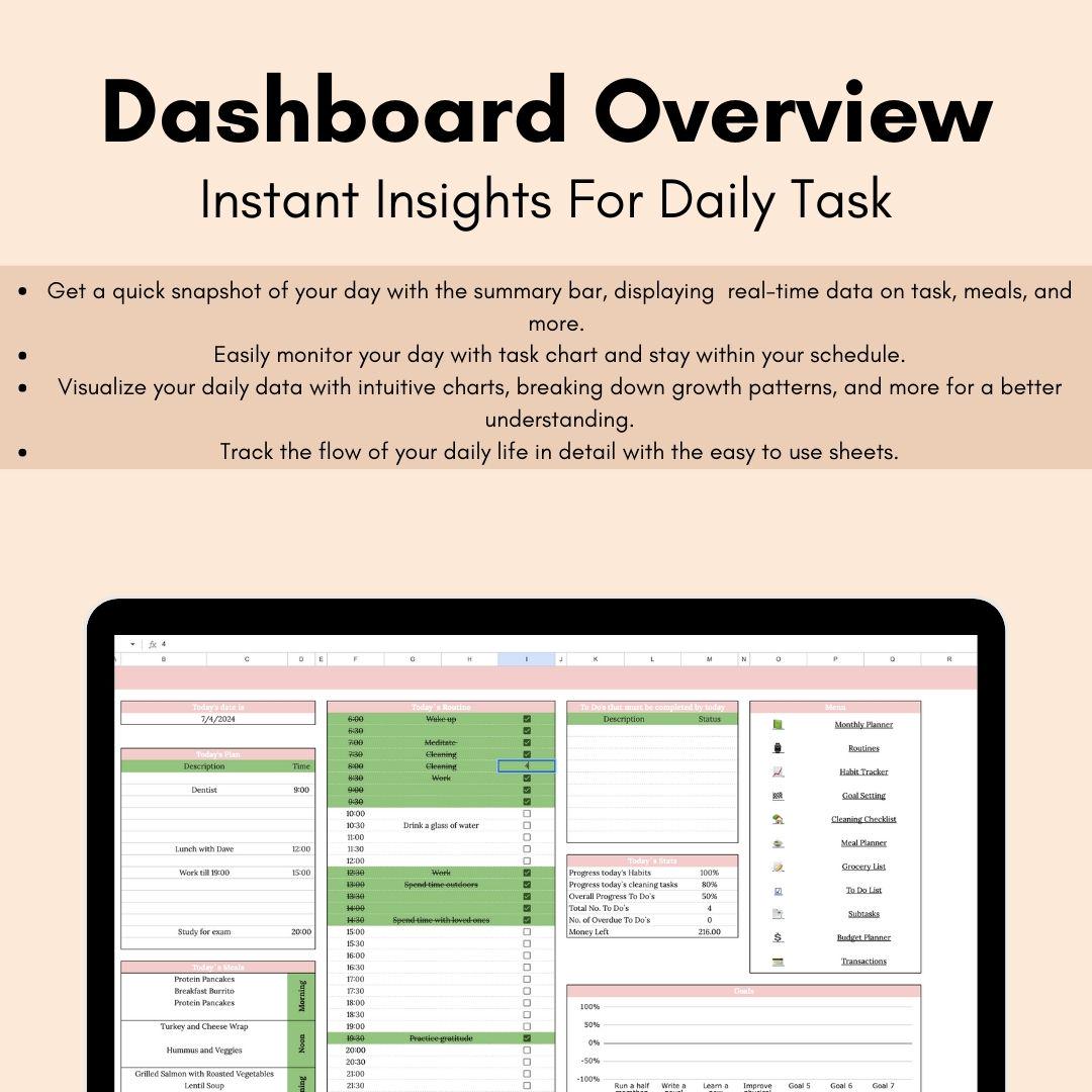 Life Planner Digital Template Google Sheets, Digital Life Planner, Easy ...