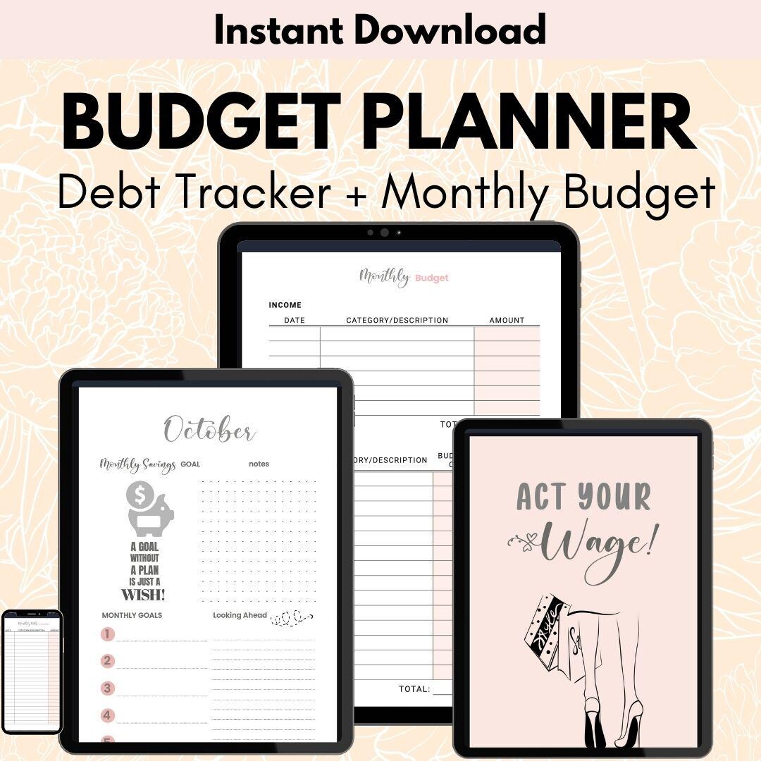Digital Budget Planner – Monthly Budget, Savings, Debt Tracker (instant ...
