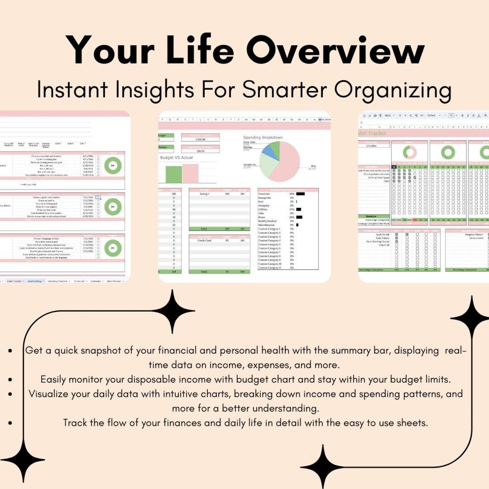 Life Planner Digital Template Google Sheets, Digital Life Planner, Easy ...