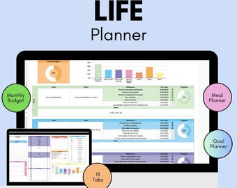 Life Planner Digital Template Google Sheets, Digital Life Planner, Easy ...