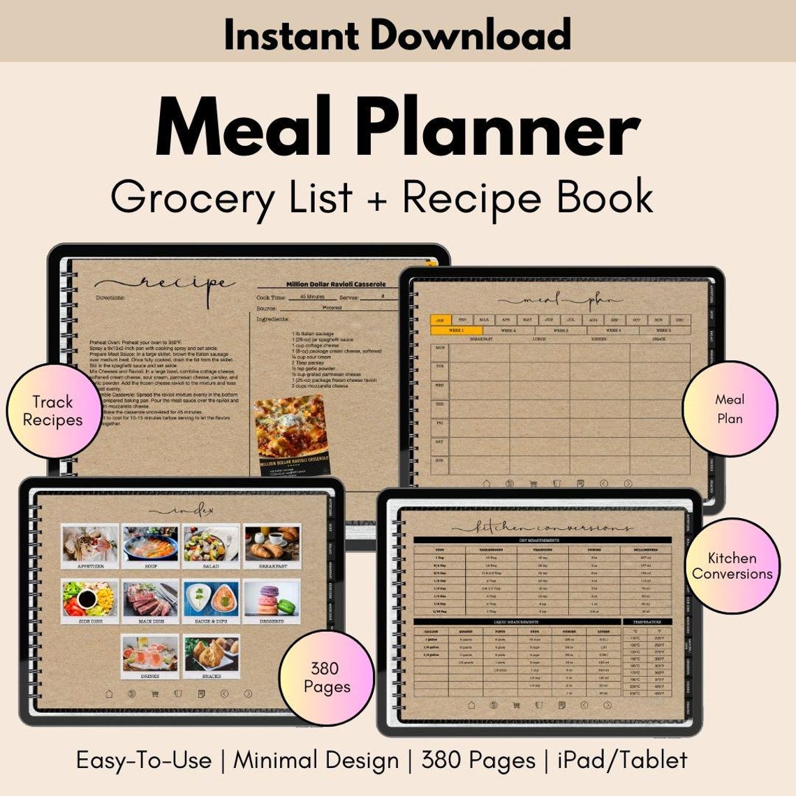 Digital Recipe Book and Meal Planner | iPad Goodnotes Meal Planner ...