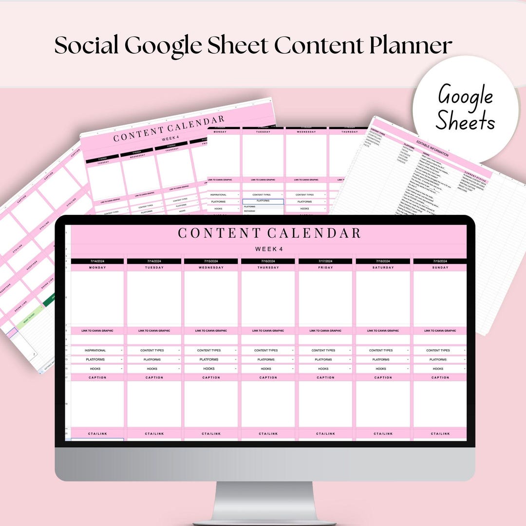 2026 Social Media Content Planner Google Sheet Template (digital) - Etsy UK