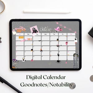 October 2024 Calendar Printable Halloween Planner Cute Pink Halloween ...