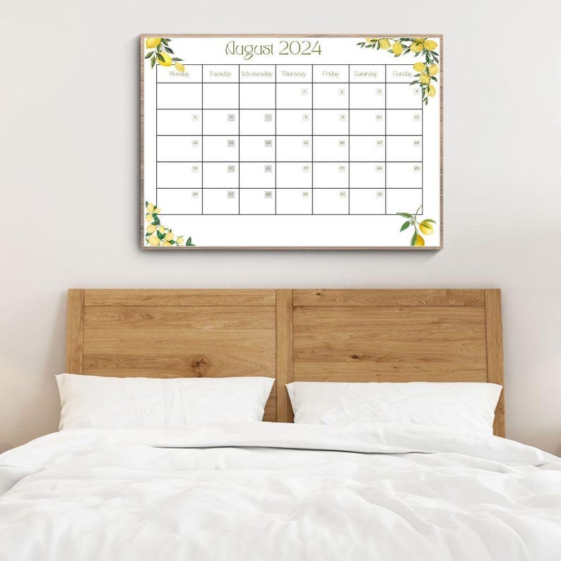 August 2024 Calendar Printable Lemon Planner Calendar Cute Lemon Month ...