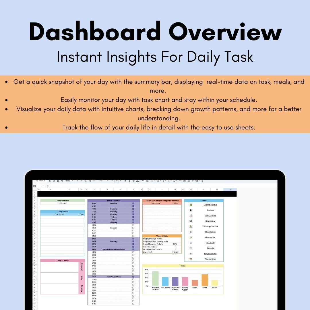Life Planner Digital Template Google Sheets, Digital Life Planner ...