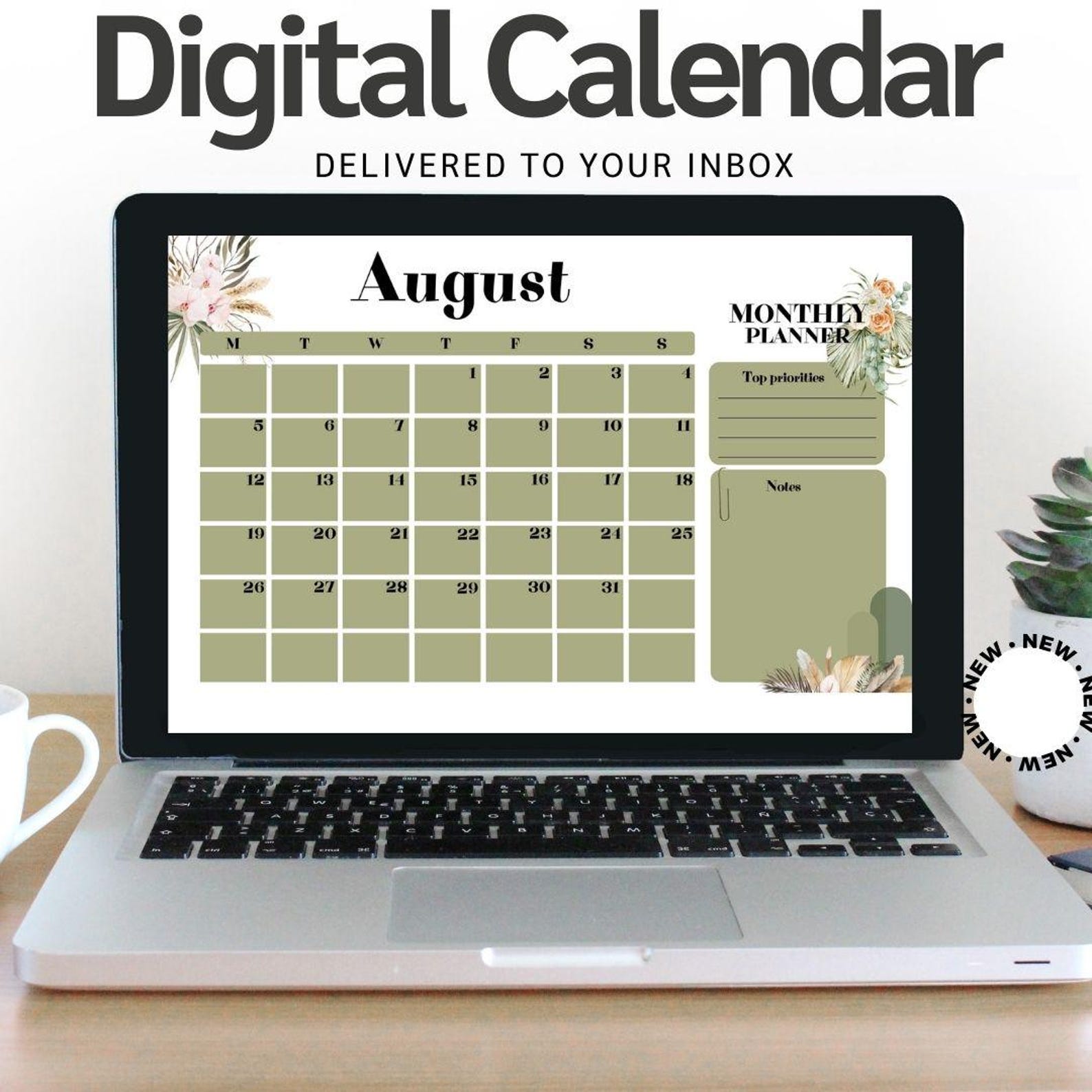 2024 Undated/dates August Monthly Calendar With Notes, Landscape ...