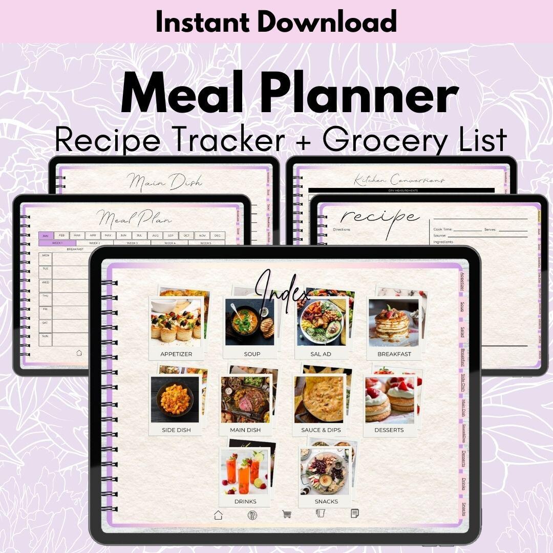 Digital Recipe Book and Meal Planner | iPad Goodnotes Meal Planner ...