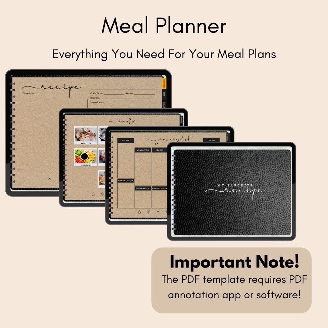 Digital Recipe Book and Meal Planner | iPad Goodnotes Meal Planner ...